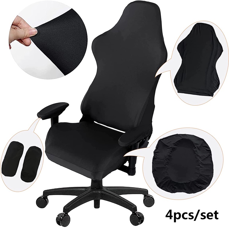 4 Pcs/ Set Gaming Chair Slipcover Stretch Seat Chair Cover for Leather ...