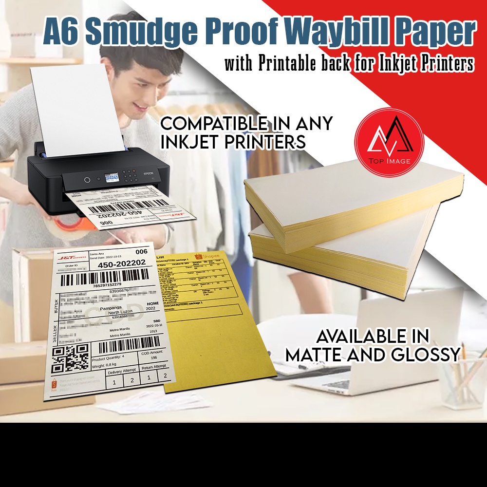 A6 Smudge Proof Waybill Sticker Paper with Printable back for Inkjet ...