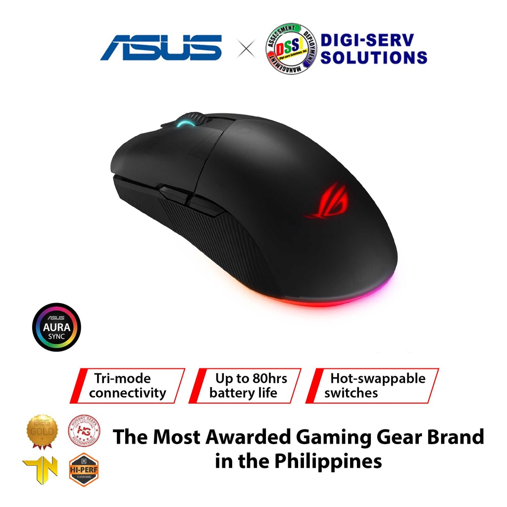 Asus ROG Pugio II Wireless Gaming Mouse with 16,000 DPI, 7 Programmable ...