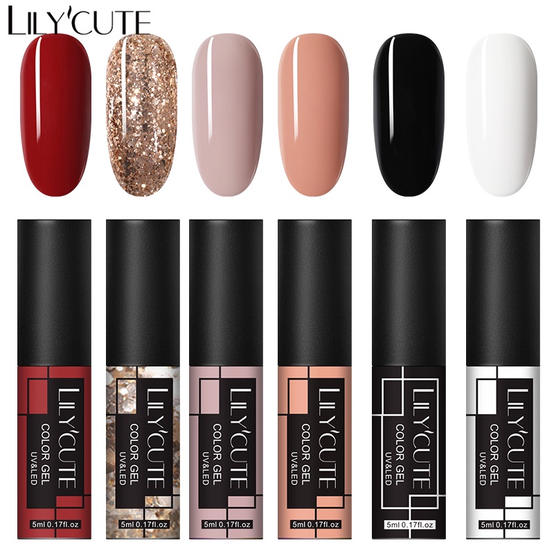 LILY'CUTE Nail Polish Gel Blue Color Soak Off UV Art Manicure With ...