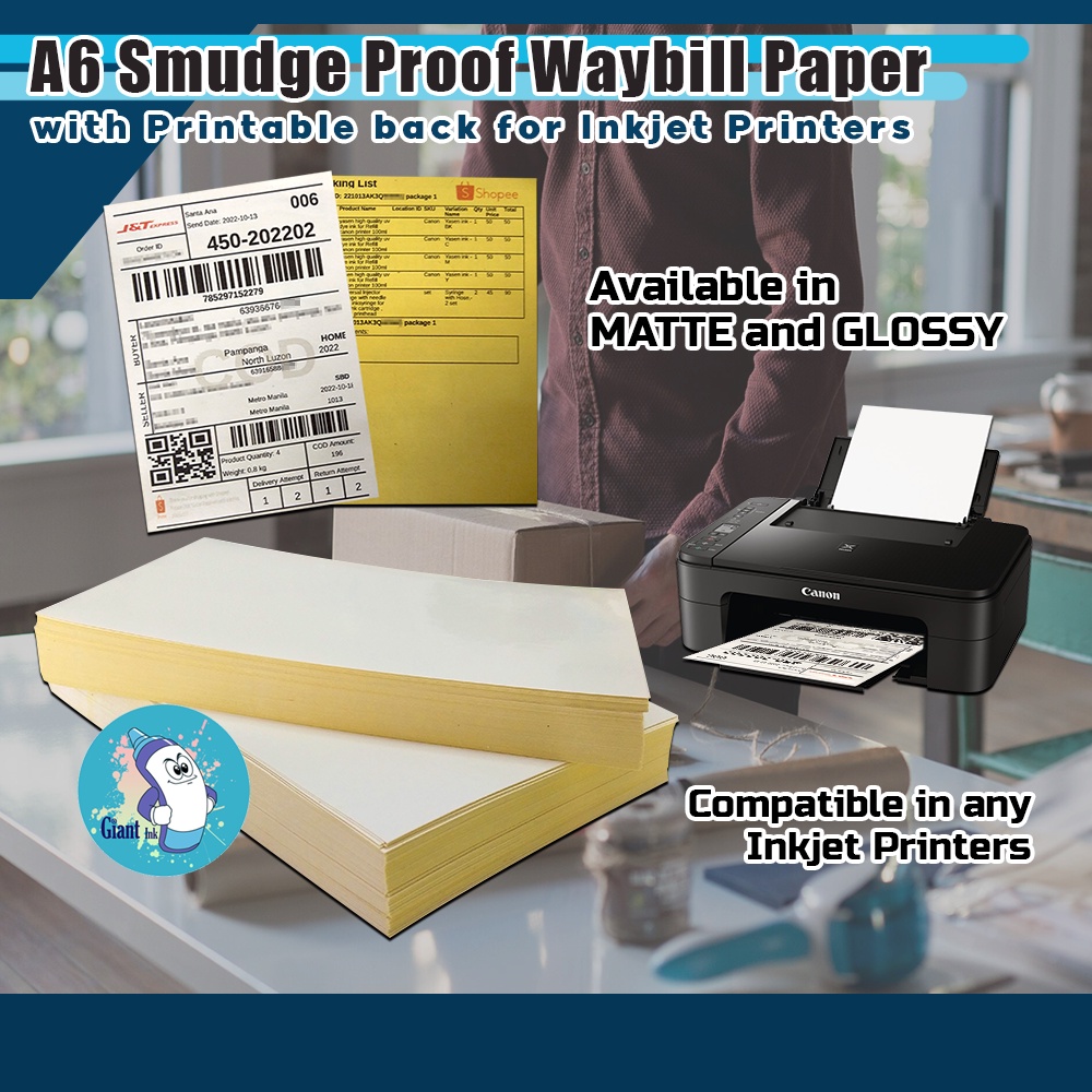 A6 Smudge Proof Waybill Sticker 50pcs Paper with Printable back for ...