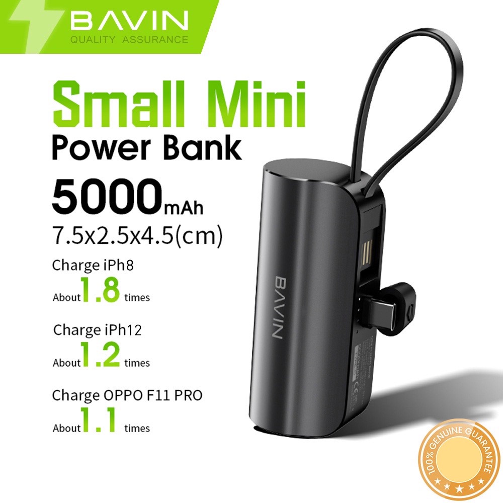 Bavin PC012/PC013 5000mAh Mini Fast Charging Power Bank Type C / iPh ...