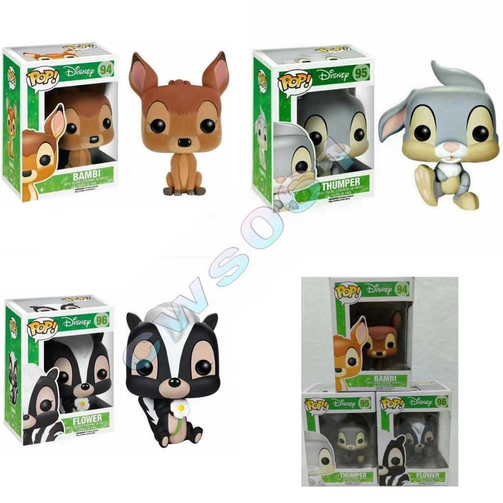 FUNKO POP Action Figures Disney 94#Bambi/95#Thumper/96#Flower Vinyl ...