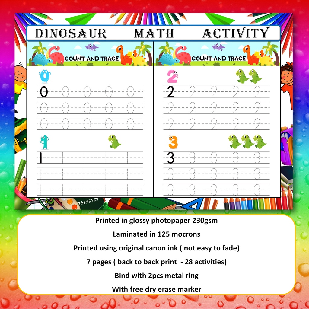 Educational chart number tracing activity laminated back to back print ...