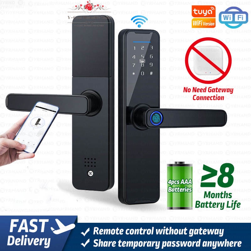 TUYA WIFI Smart Lock Fingerprint Door lock 6 in 1 Electronic Biometric ...