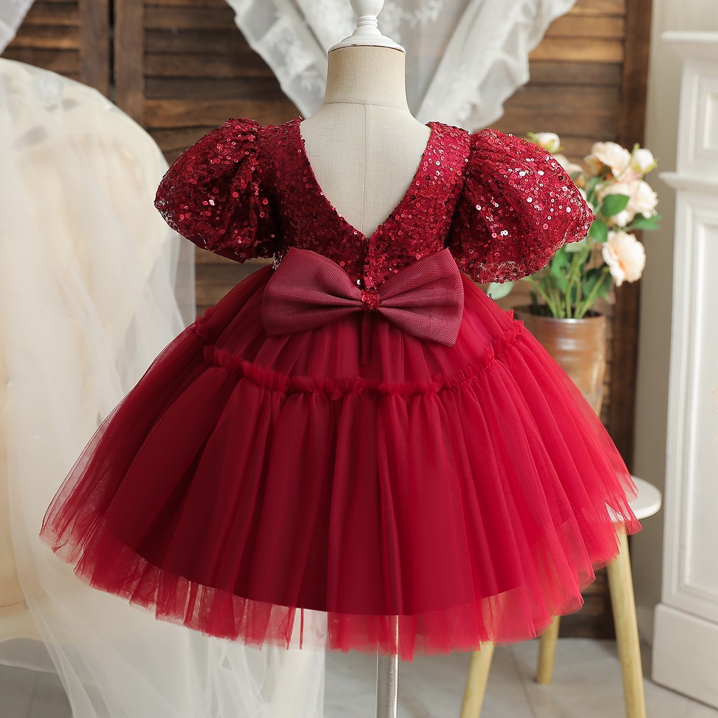 WFRV Baby Girl Dress 1st Birthday Party Dress Puff SleevesInfant ...