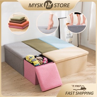 80L Foldable Storage Sofa Bench Ottoman Storage Box Bench Kid Chair ...