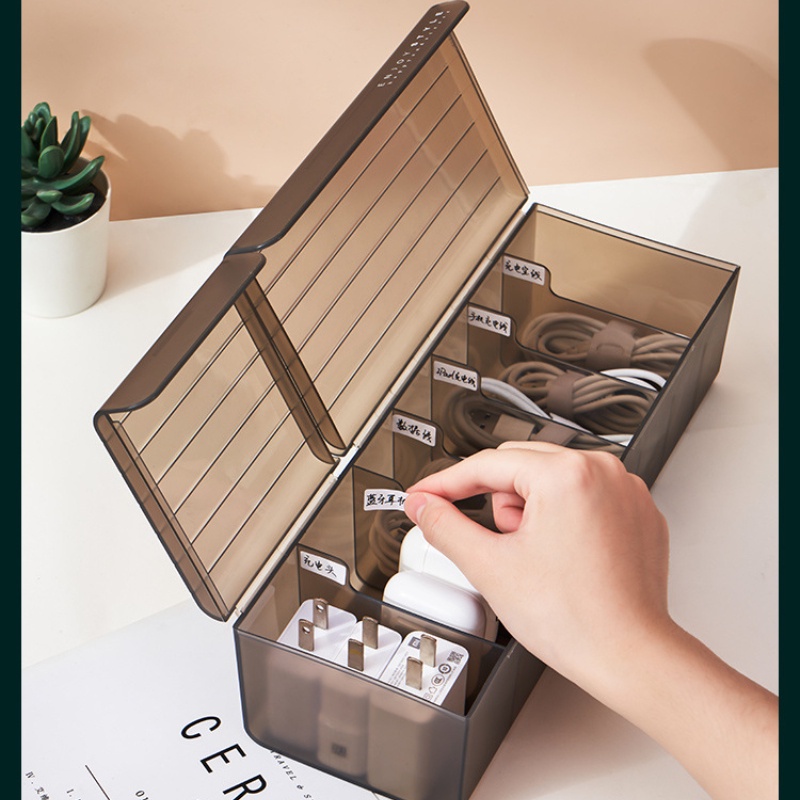 Desktop Data Cable Storage Box Cable Organizer Charger Organizer Cable ...