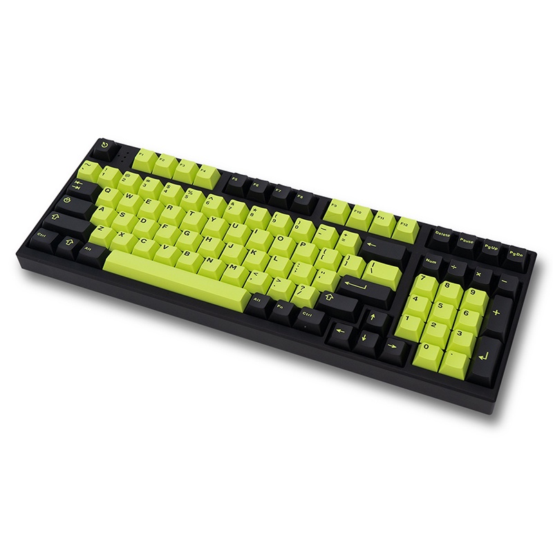 YMK Double Shot Cherry Profile BLACK&Green ICON Poison keycaps English ...