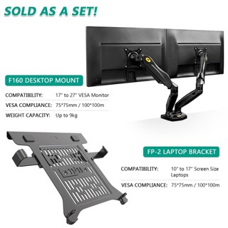 North Bayou F160 + FP2 Dual Monitor Desktop Mount for 27" LCD Monitors ...