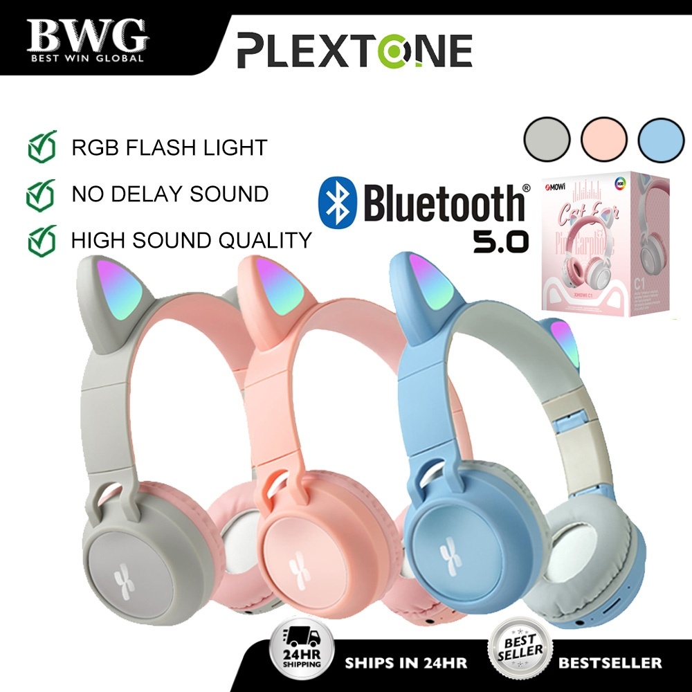 PLEXTONE XMOWI C1 Bluetooth Earphone Cat Ear Design RGB Flash Lighting ...