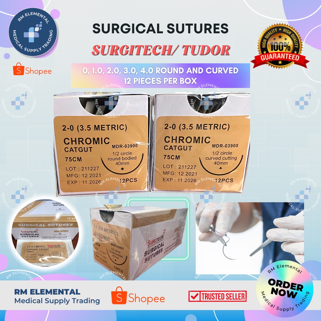Chromic Catgut Absorbable Suture 0 1.0 2.0 3.0 4.0 Round and Cutting 12 ...