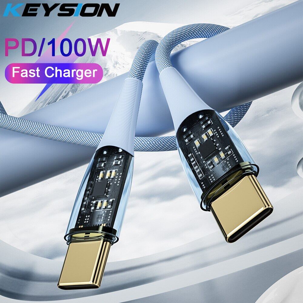 KEYSION 5A PD 100W USB C To Type C Cable Transparent Fast Charger Cord ...