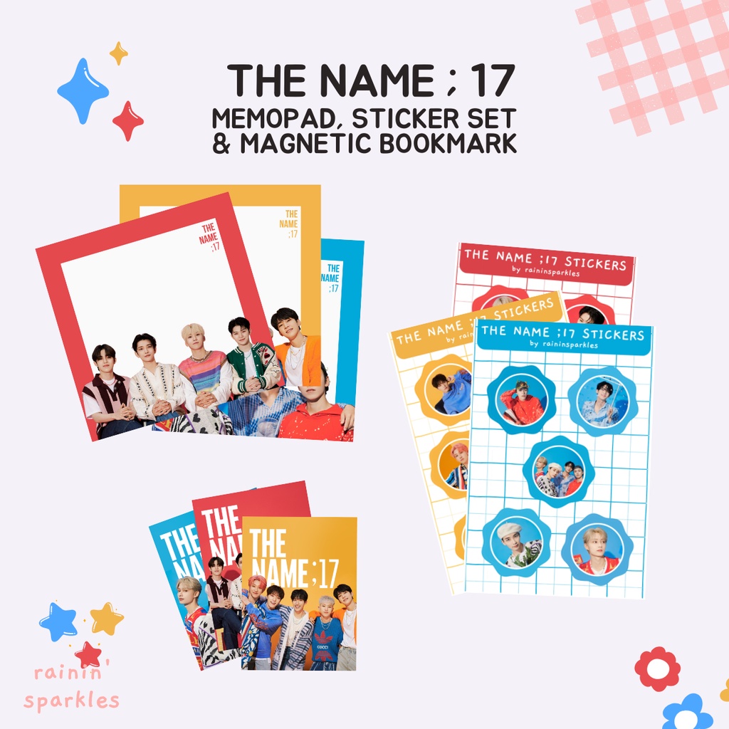 SEVENTEEN - THE NAME ;17 MEMOPAD, STICKER SET & MAGNETIC BOOKMARK ...