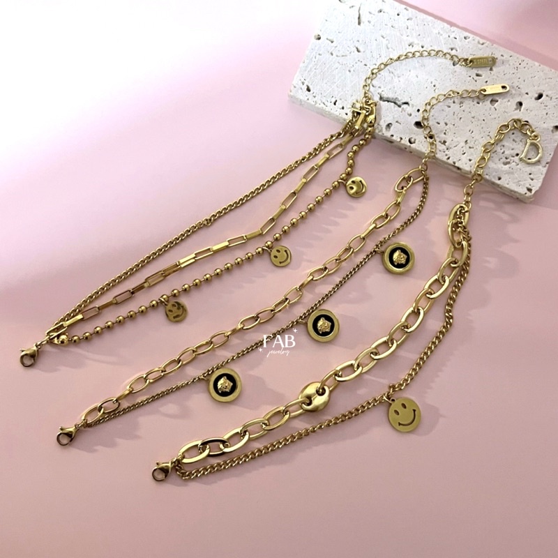 FAB | Trendy Layered Bracelet (Stainless Steel) | Shopee Philippines