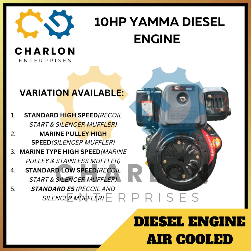10HP YAMMA DIESEL ENGINE AIR COOLED HIGH SPEED AND LOW SPEED | Shopee ...