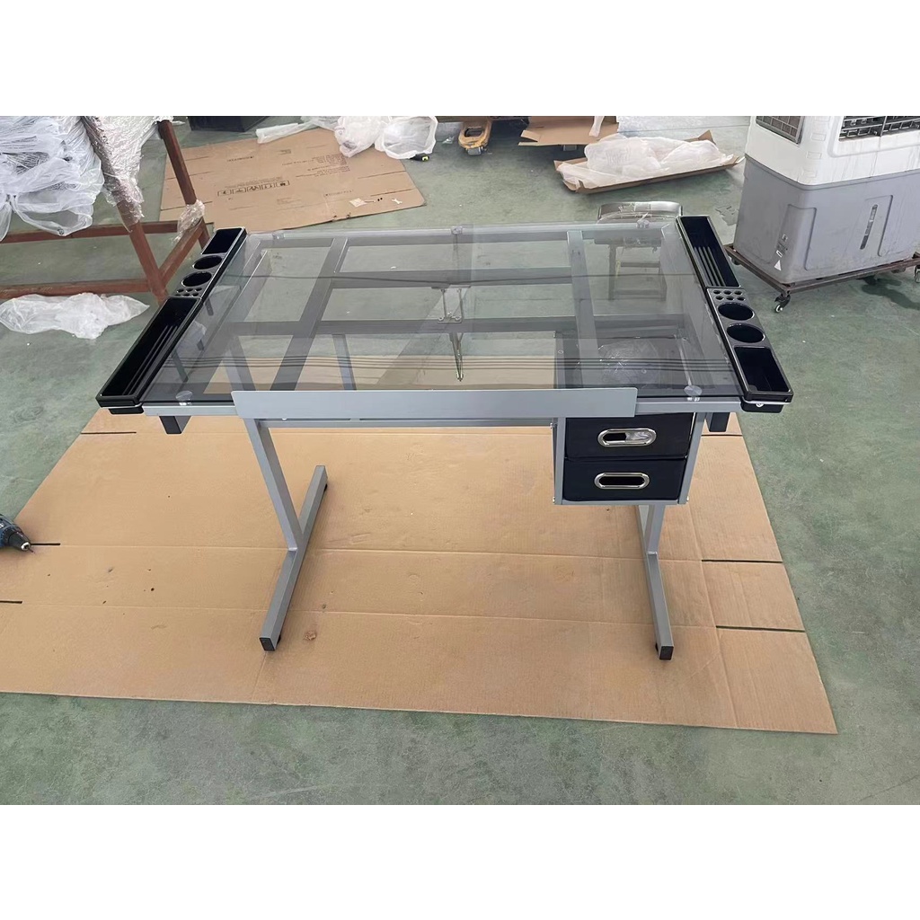 [1year warranty] White drawing table drafting table with drawers and ...