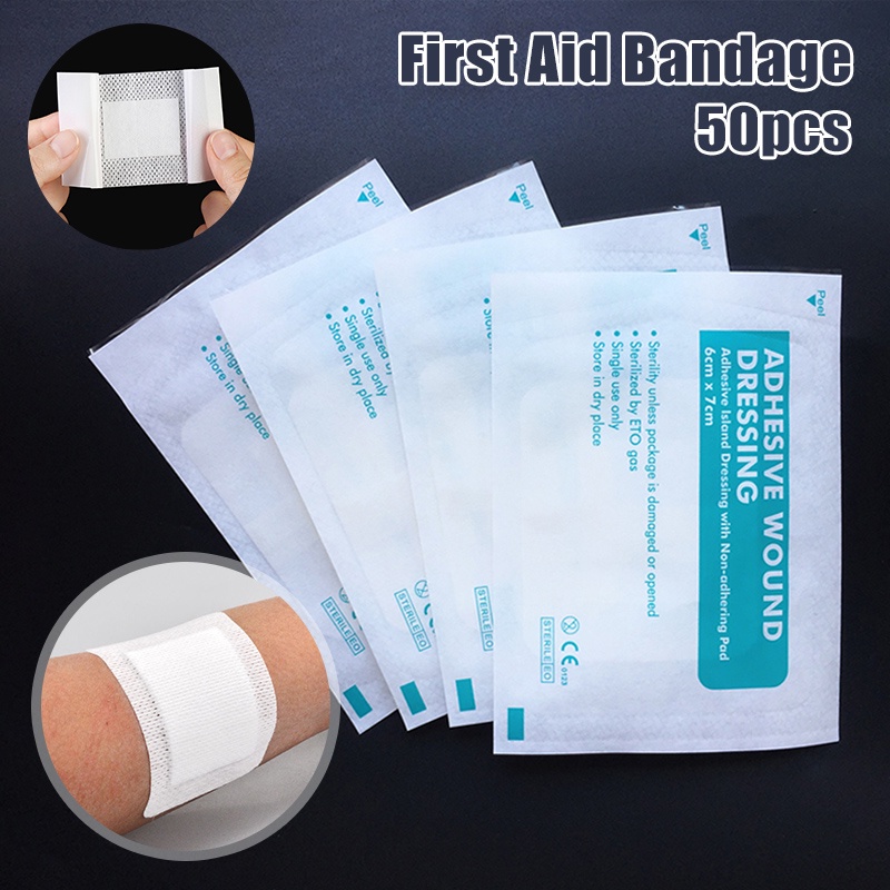 50PCS Non-woven Adhesive Wound Dressing Adhesive First Aid Bandage for ...