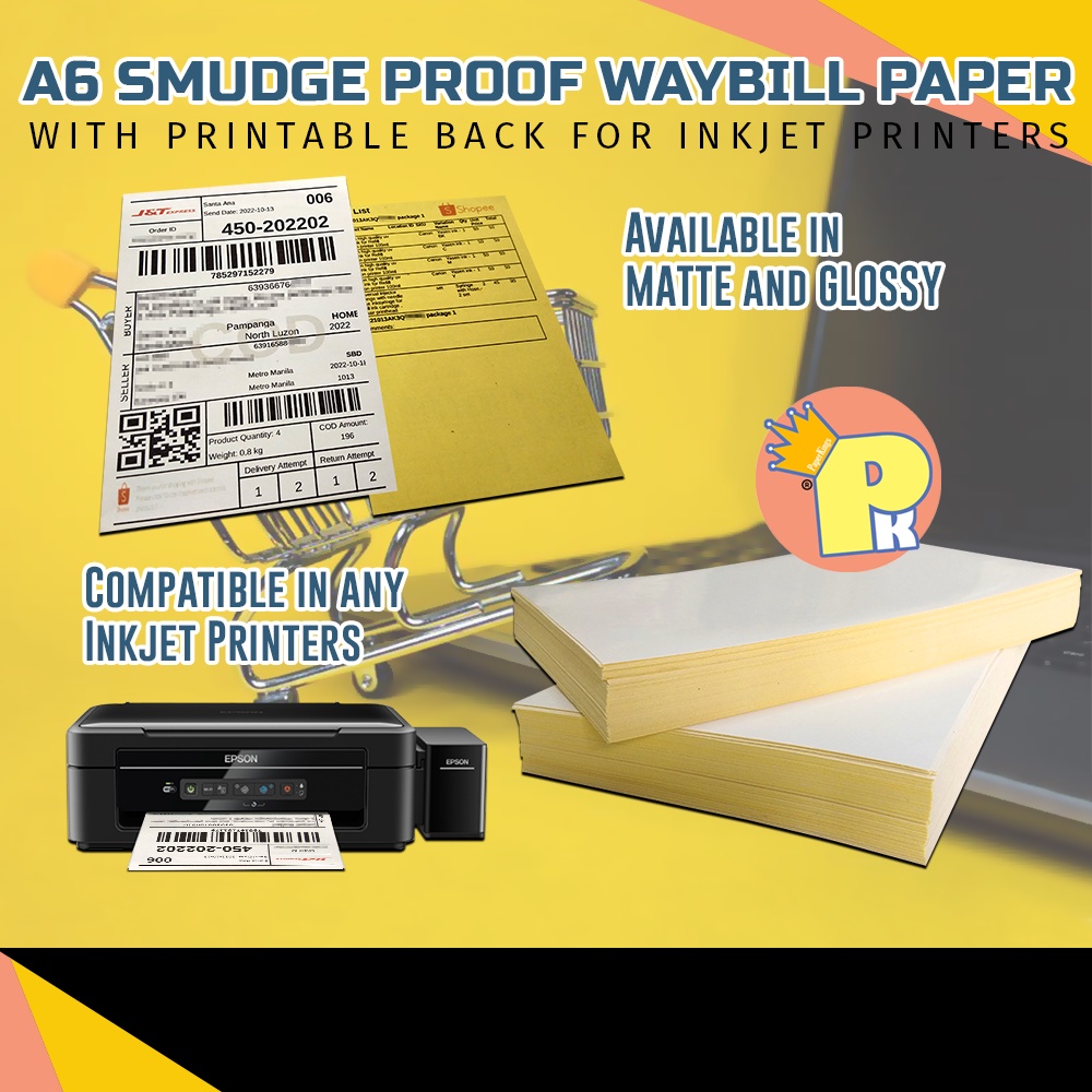 A6 Smudge Proof Waybill Sticker 50pcs Paper with Printable back for ...