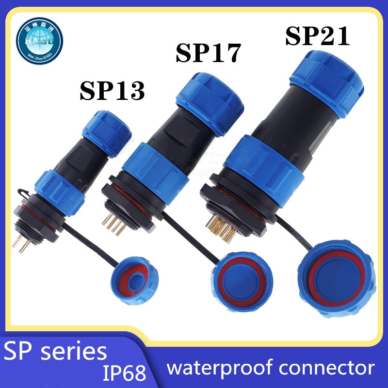 IP68 waterproof connector SP13 SP17 SP21 male female 1/2/3/4/5/6/7 pin panel Mount wire cable ...