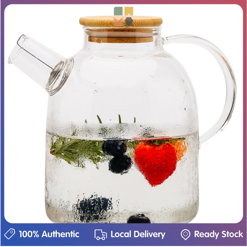 Flandre Transparent Borosilicate Glass Teapot Heat-Resistant Large ...