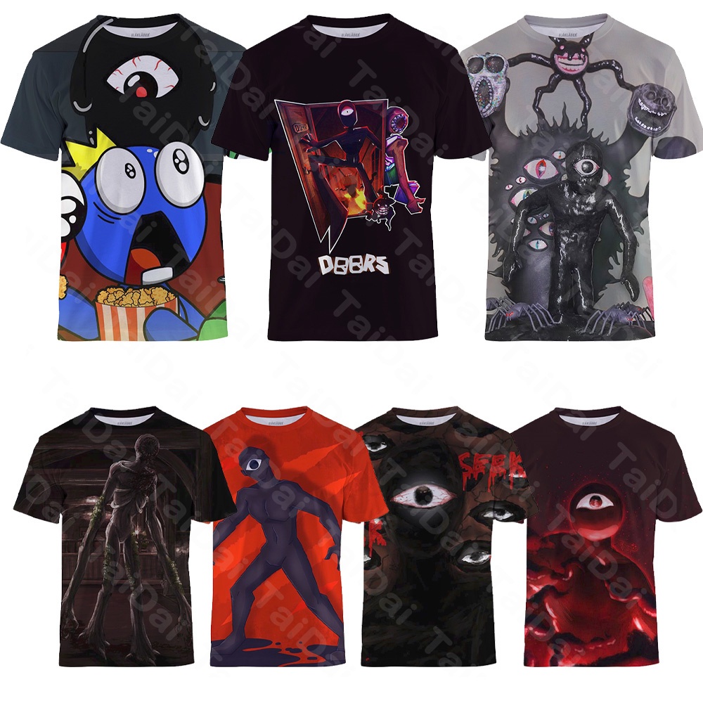 Doors Robloxs Tshirt for Kids Boy Roblox Figure x Seek Game Printing ...