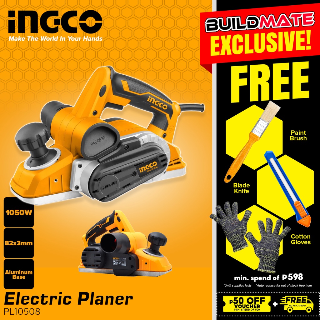 INGCO Electric Planer 1050W 82mm PL10508 •BUILDMATE• IPT | Shopee ...