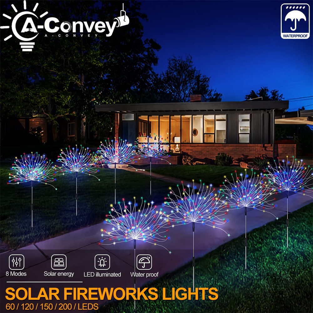 Waterproof Outdoor Solar Fireworks Lights String Starburst Light DIY ...