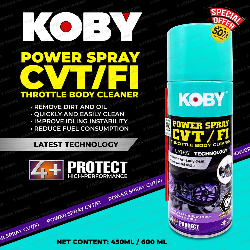 Koby Power Spray CVT/FI Throttle Body Cleaner 450ml/600ml - Engine ...