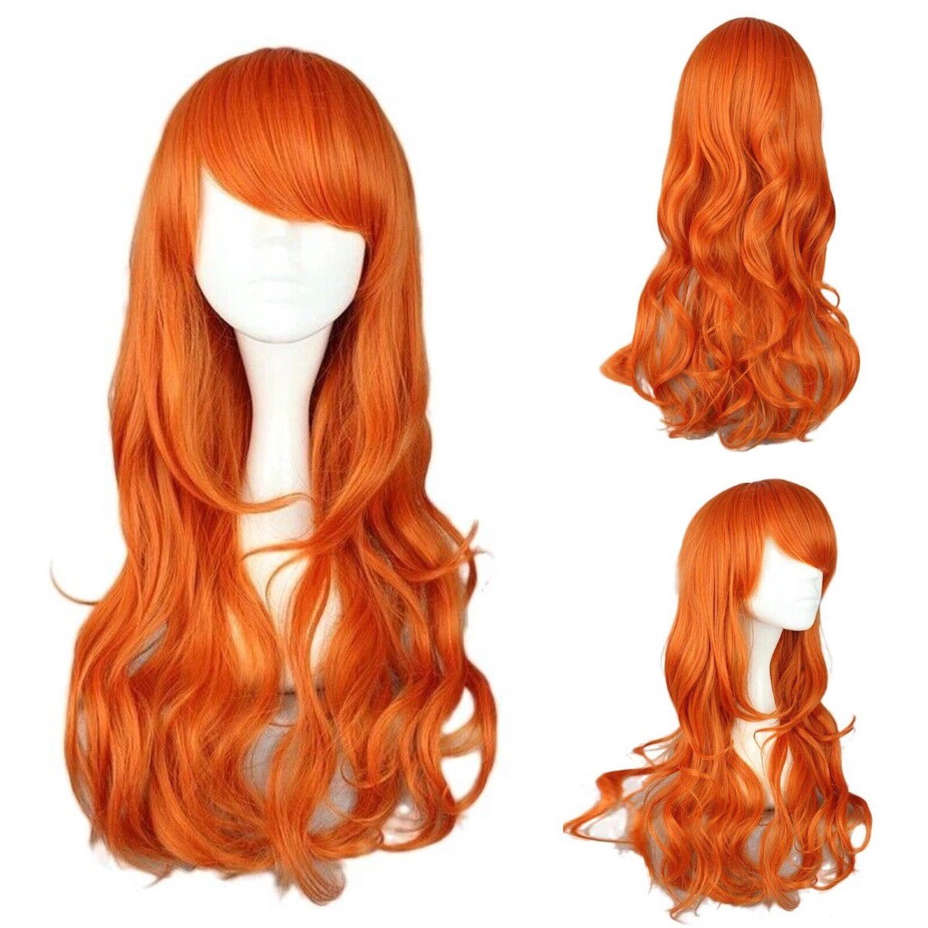 One Piece Nami Cosplay Wig 2 Years Later Orange Long Curly Heat ...