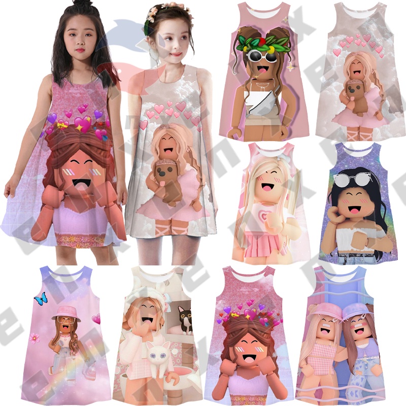 *ENX* Girls Dresses 3-14 Years Old ROBLOX T-Shirts Cute Girls Dresses ...