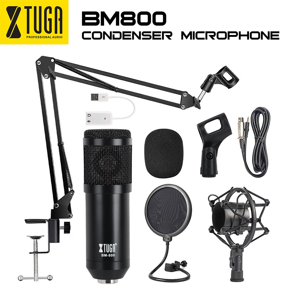 XTUGA BM800 Condenser Microphone Kit with Professional Recording Shock ...