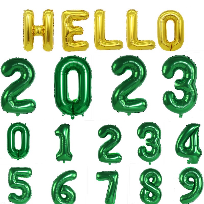 16 inch green digital foil balloon 2023 Number balloon birthday party ...