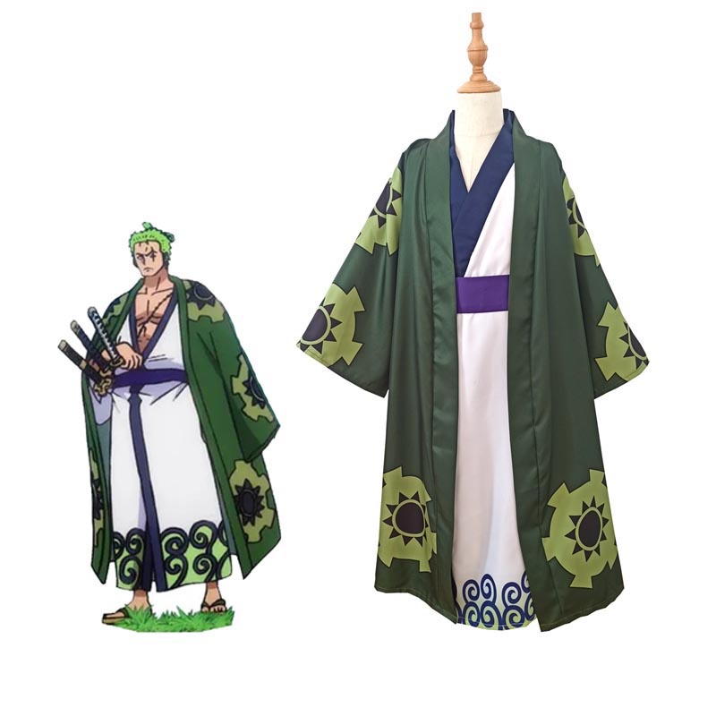 Kids Boys Girls Anime One Piece Roronoa Zoro Cosplay Costume Kimono ...