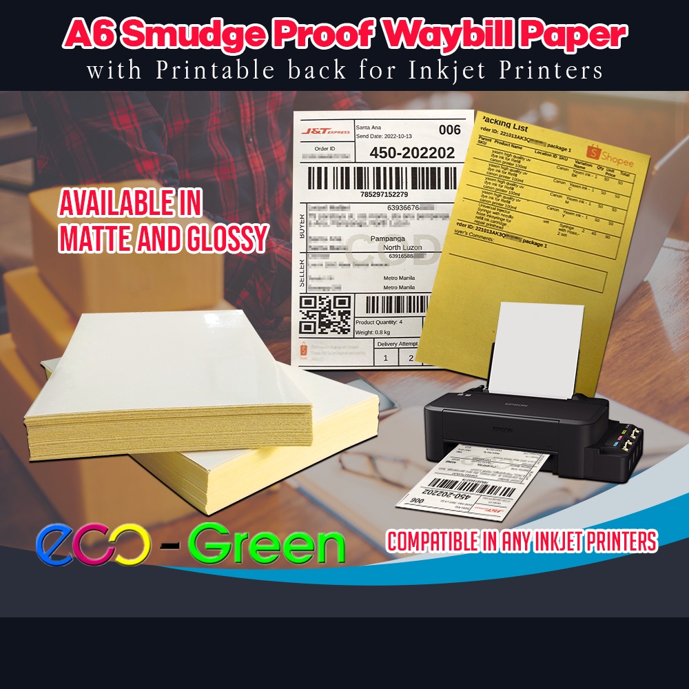 A6 Smudge Proof Waybill Sticker Paper with Printable back for Inkjet ...
