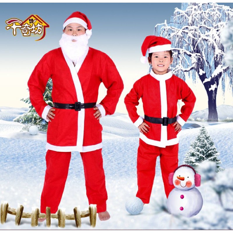 Santa Custume 4 in 1 For Adult And Kids Complete Duvetyne Santa Suit ...