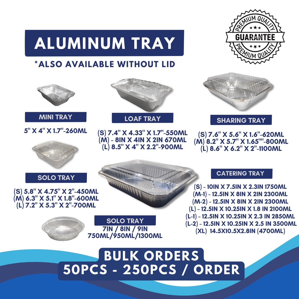 [Bulk Order] Aluminum Tray With Lid/ Aluminum Pan With Lid / Solo ...