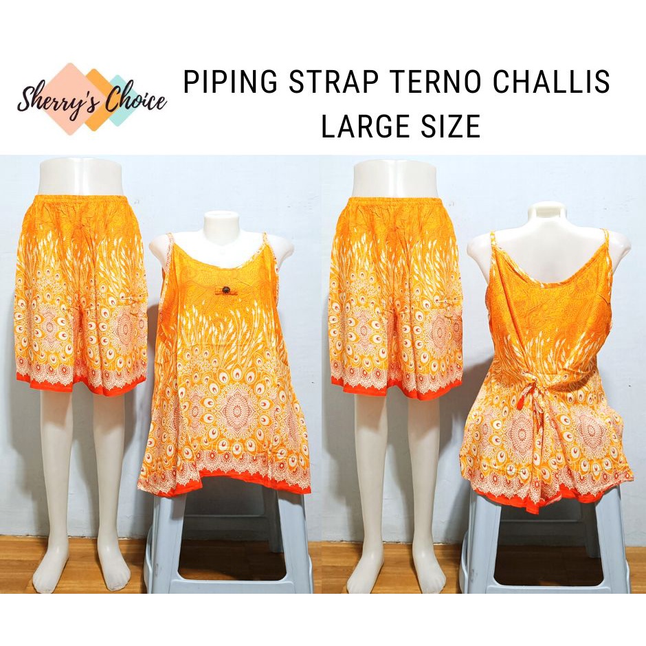 Piping strap terno shorts Bangkok Challis pambahay Large size | Shopee ...