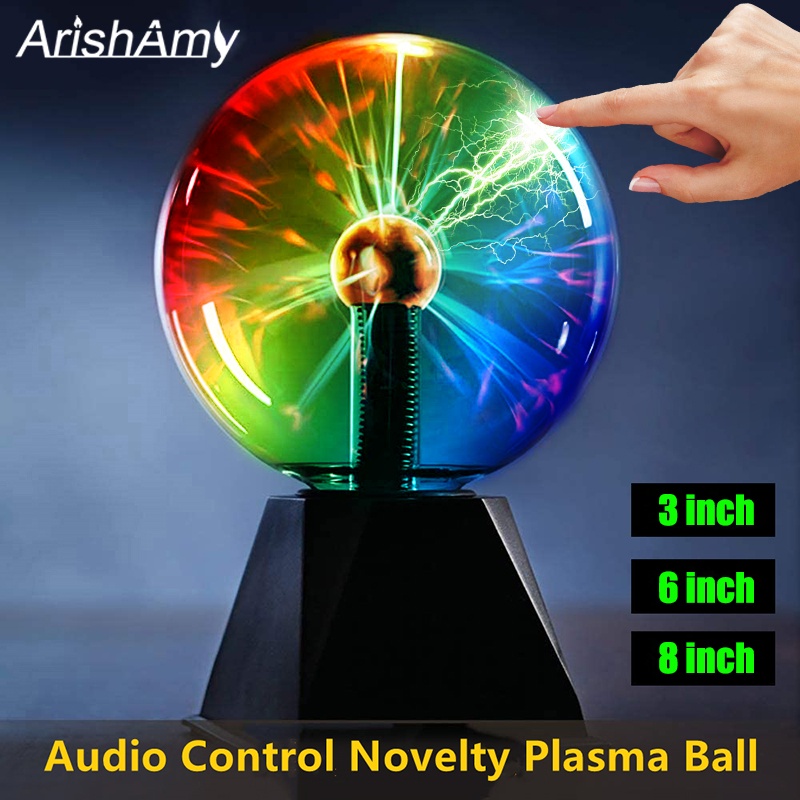 8 Inch sound control Magic Plasma Ball Lamp LED Night Light Atmosphere ...