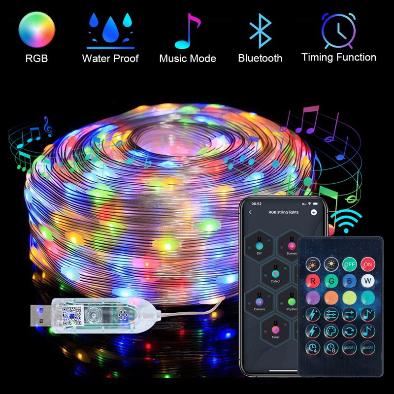 5/10M Led Strip Light RGB Infrared Bluetooth ontroller luces Luminous ...