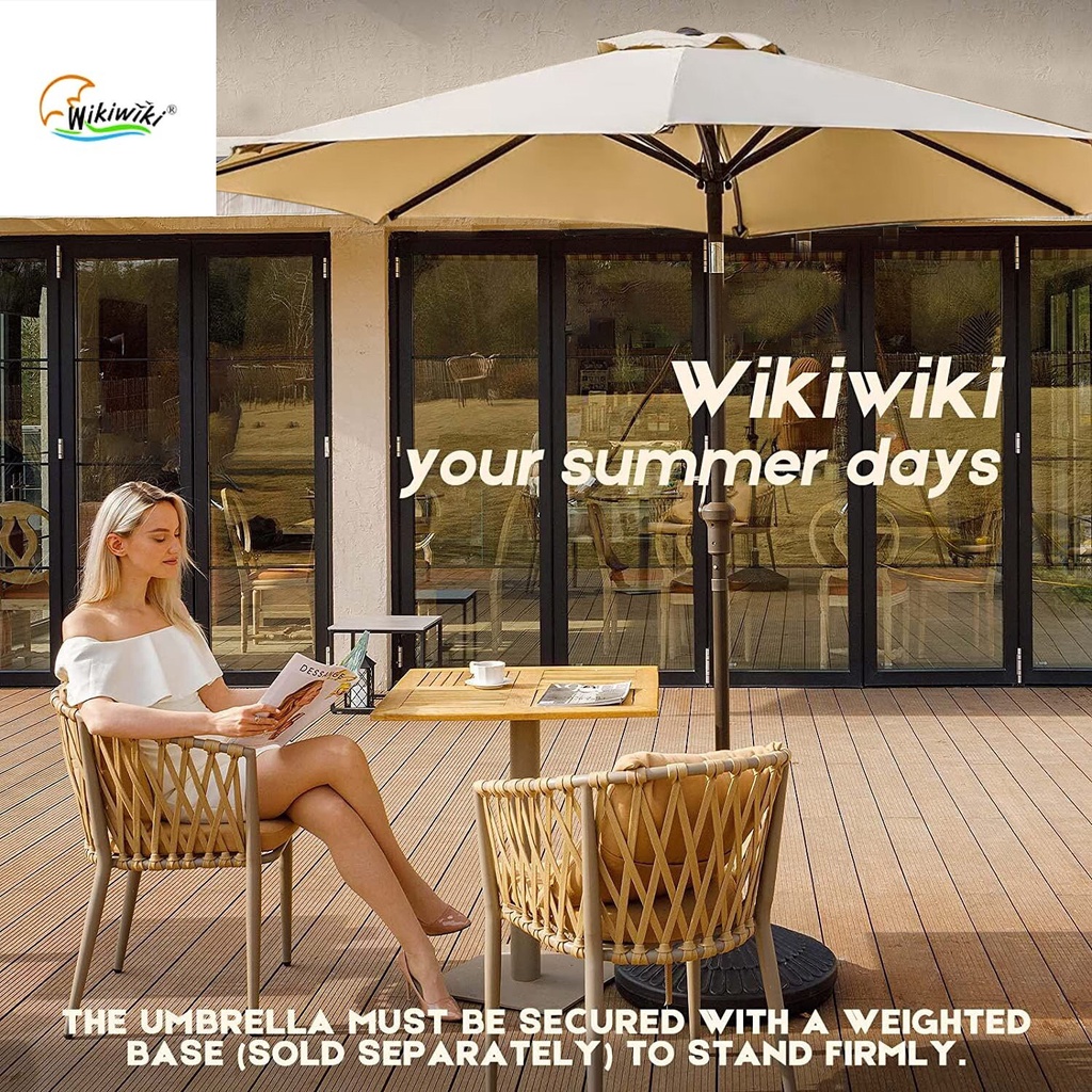 WikiWiki 2.7M Patio Umbrellas Outdoor Table Garden Beach Parasol Umbrella with Push Button Tilt ...