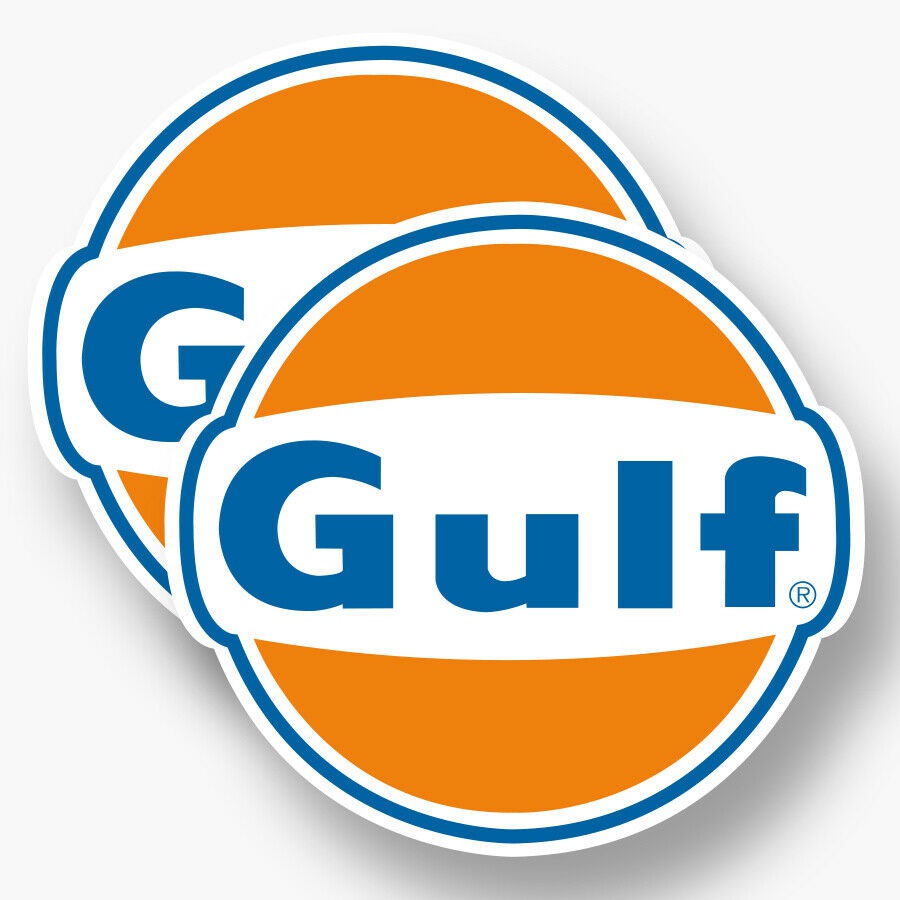 2x GULF Logo Vinyl Sponsor Decal Sticker Vintage Classic Gas Petrol ...