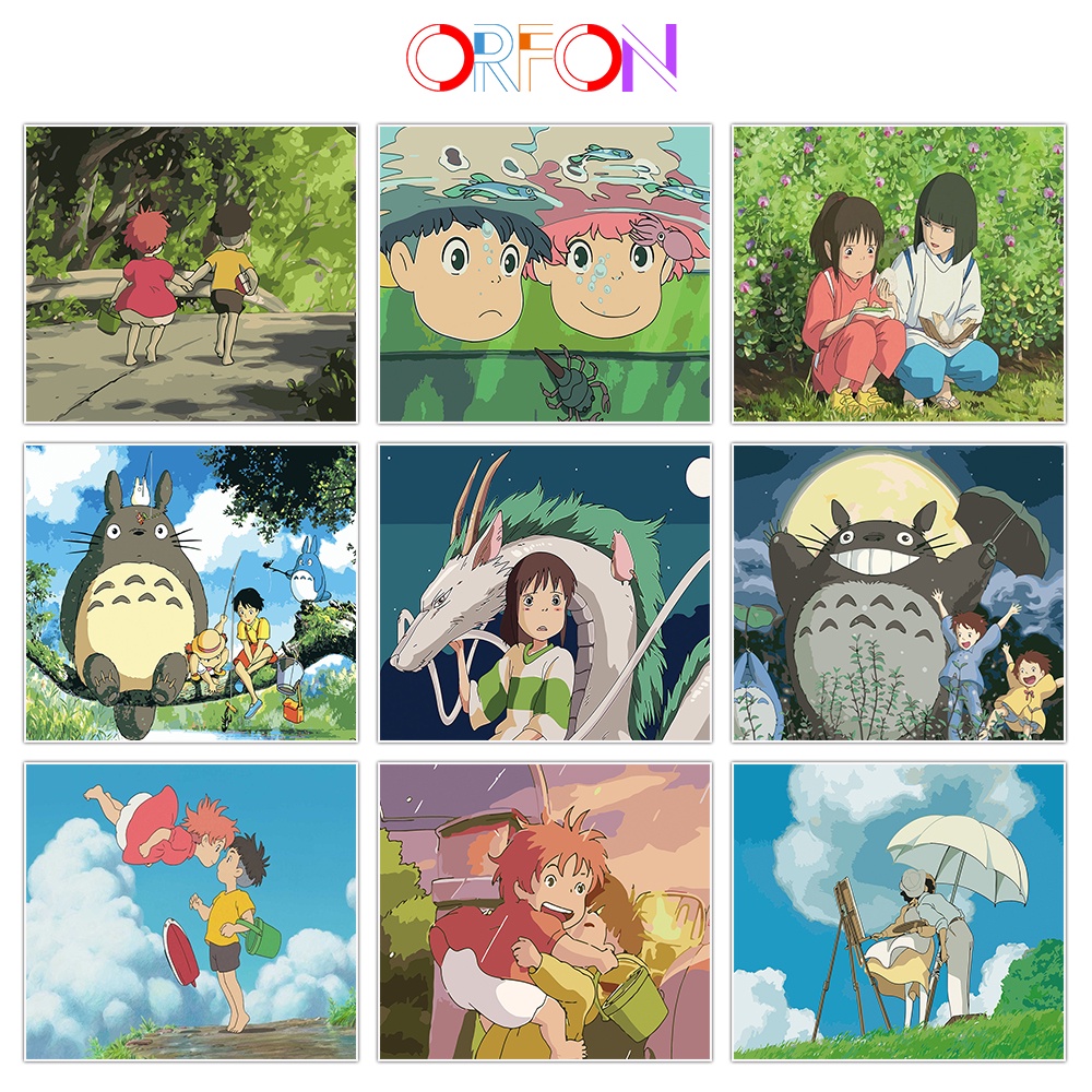 [ORFON] Paint by numbers 40*50 DIY frame Hayao Miyazaki works collection cartoon household ...
