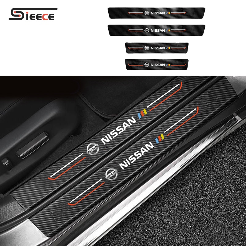 Sieece 4PCS Carbon Fiber Car Door Sill Protector Auto Threshold Strips ...