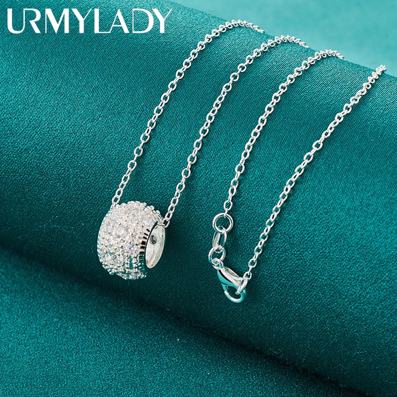 URMYLADY 925 Sterling Silver Round Coral Pendant Necklace Chain For ...