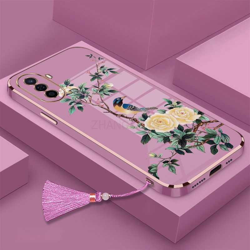 casing Huawei nova y70 phone case Electroplated silicone flower and ...