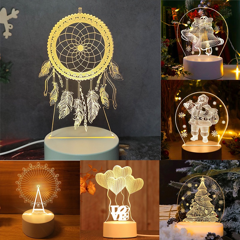JHVN Creative 3D LED Night Lights Illusion Touch Night Light Novelty ...