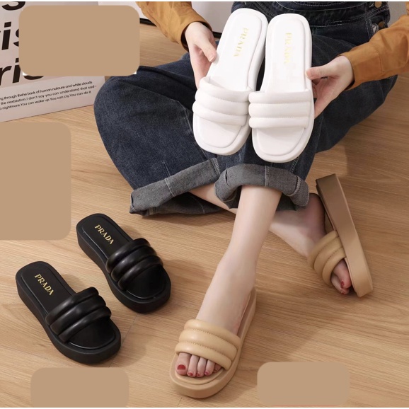 Plain Pastel Color One Slides Fashion Slipper for Women | Shopee ...