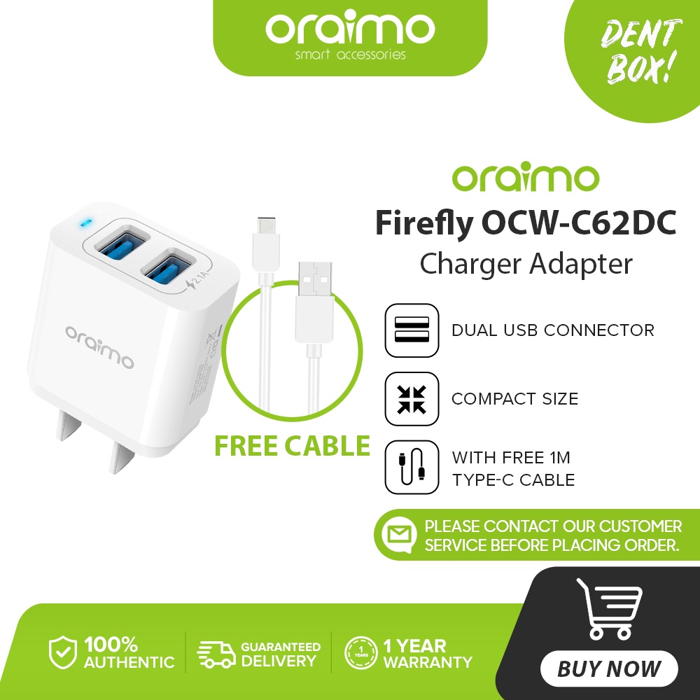 Oraimo Firefly OCW-C62DC Charger Dual USB Connector Compact Size with ...