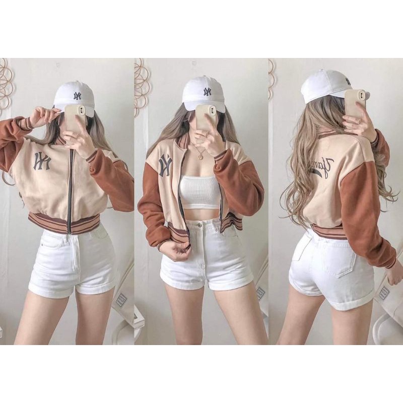 VINTAGE CROP BOMBER JACKET | Shopee Philippines